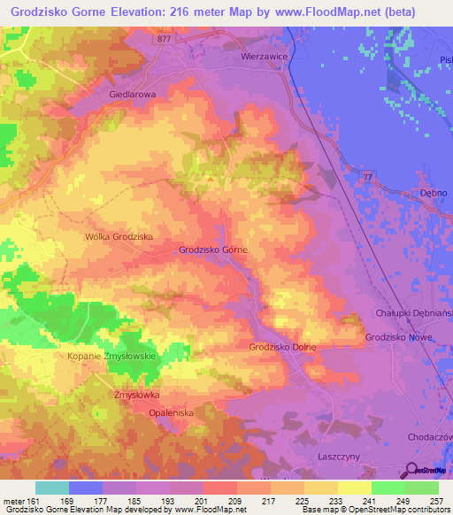 Elevation of Grodzisko Gorne,Poland Elevation Map, Topography, Contour