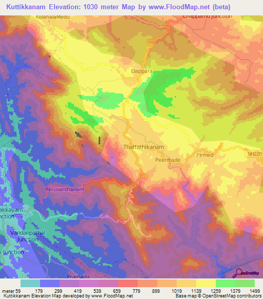 Elevation of Kuttikkanam,India Elevation Map, Topography, Contour