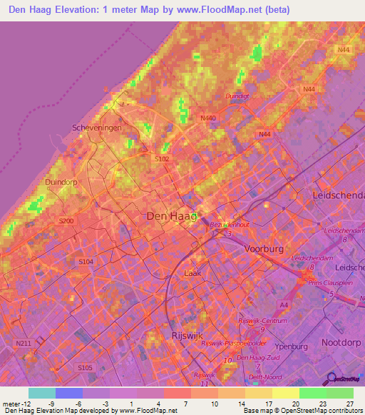 Elevation of Den Haag,Netherlands Elevation Map, Topography, Contour