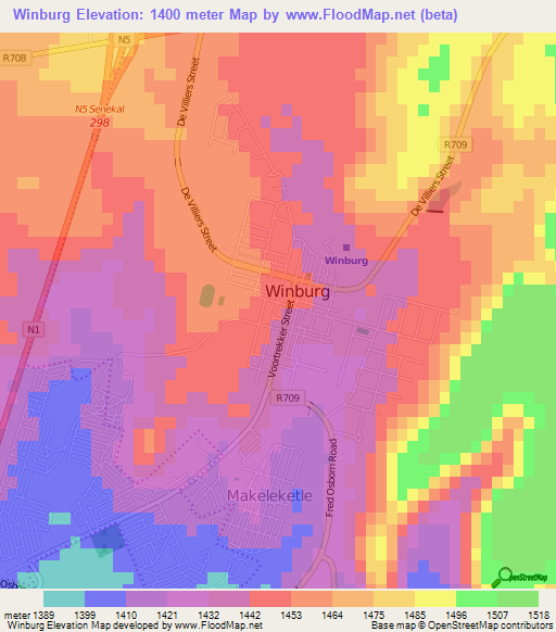 Elevation of Winburg,South Africa Elevation Map, Topography, Contour