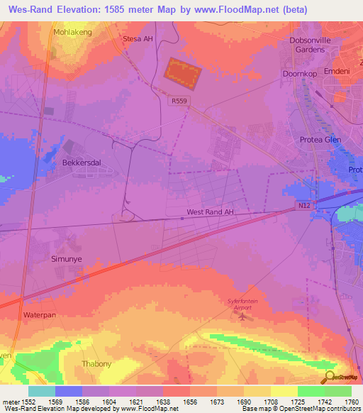 Elevation of Wes-Rand,South Africa Elevation Map, Topography, Contour