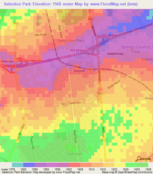 Elevation of Selection Park,South Africa Elevation Map, Topography, Contour