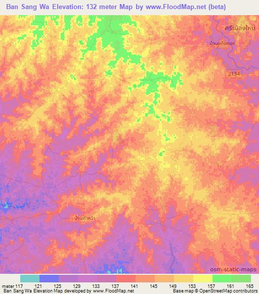 Elevation of Ban Sang Wa,Thailand Elevation Map, Topography, Contour