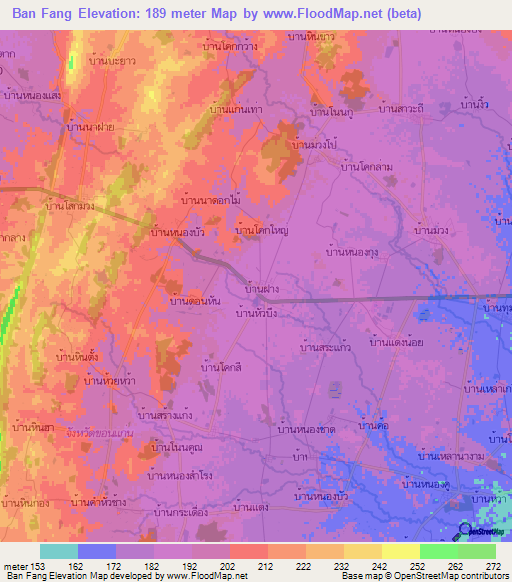 Elevation of Ban Fang,Thailand Elevation Map, Topography, Contour