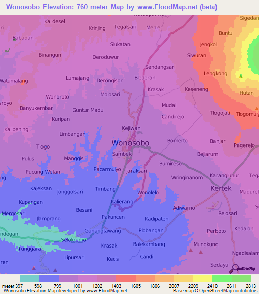 Elevation of Wonosobo,Indonesia Elevation Map, Topography, Contour
