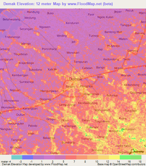 Elevation of Demak,Indonesia Elevation Map, Topography, Contour