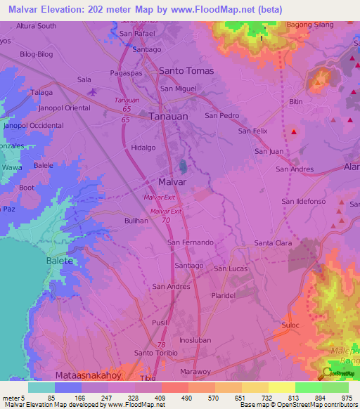 Elevation of Malvar,Philippines Elevation Map, Topography, Contour
