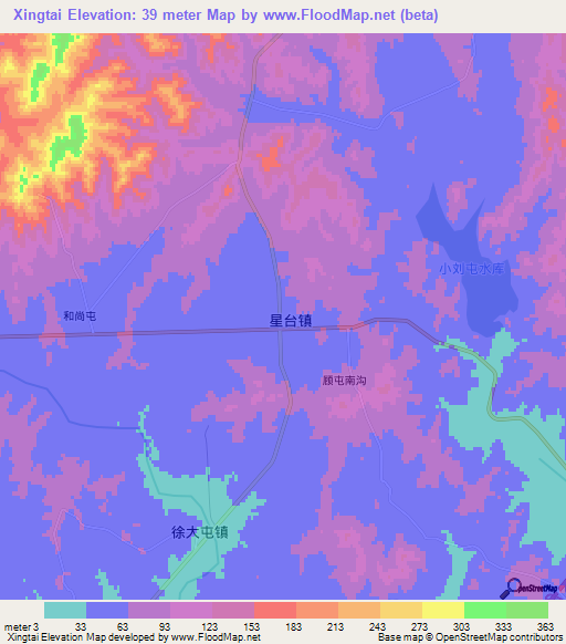 Elevation of Xingtai,China Elevation Map, Topography, Contour