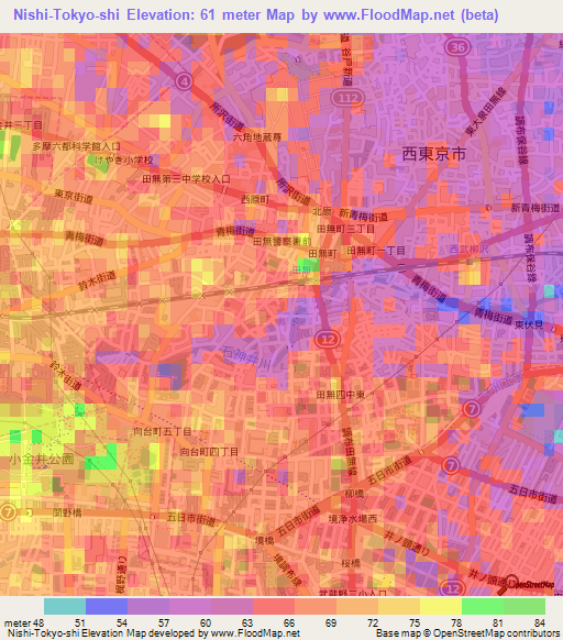 Elevation of Nishi-Tokyo-shi,Japan Elevation Map, Topography, Contour
