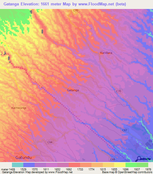 Elevation of Gatanga,Kenya Elevation Map, Topography, Contour