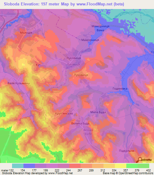 Elevation of Sloboda,Ukraine Elevation Map, Topography, Contour