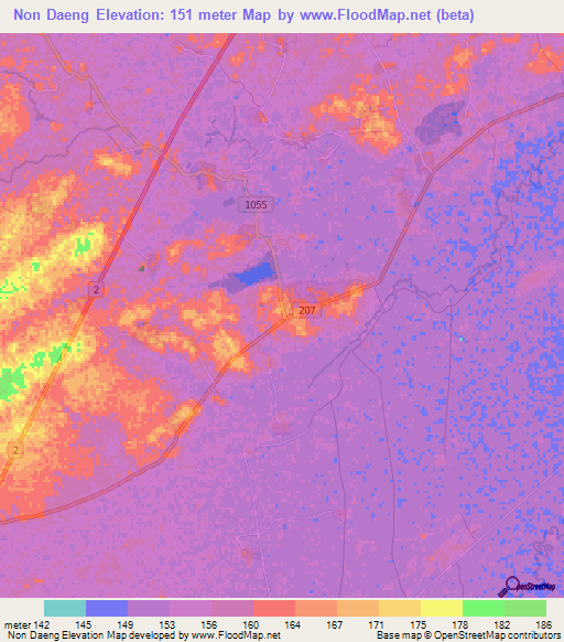 Elevation of Non Daeng,Thailand Elevation Map, Topography, Contour