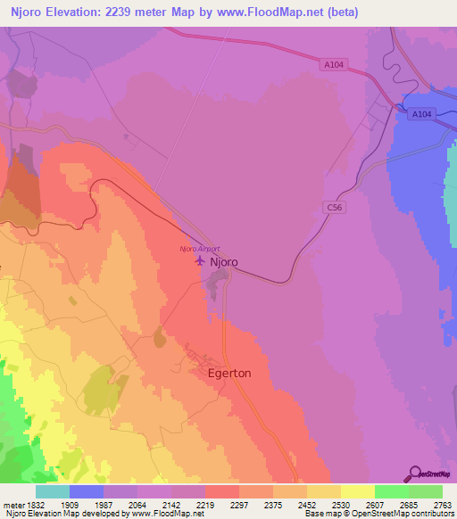 Elevation of Njoro,Kenya Elevation Map, Topography, Contour