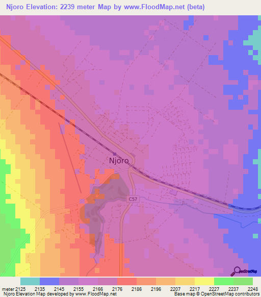 Elevation of Njoro,Kenya Elevation Map, Topography, Contour