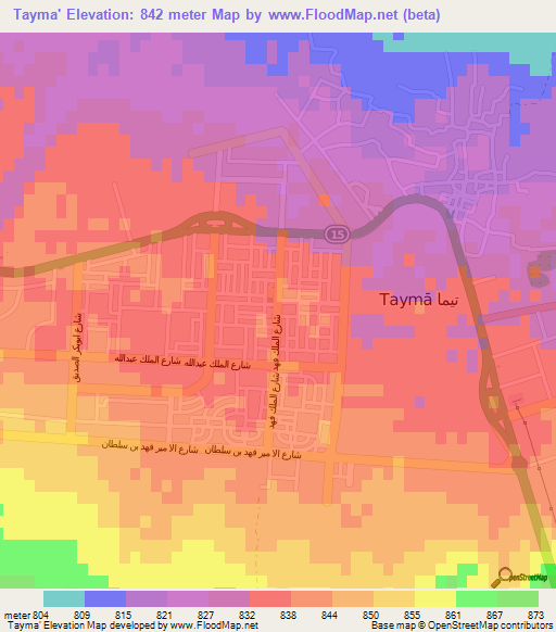 Elevation of Tayma',Saudi Arabia Elevation Map, Topography, Contour