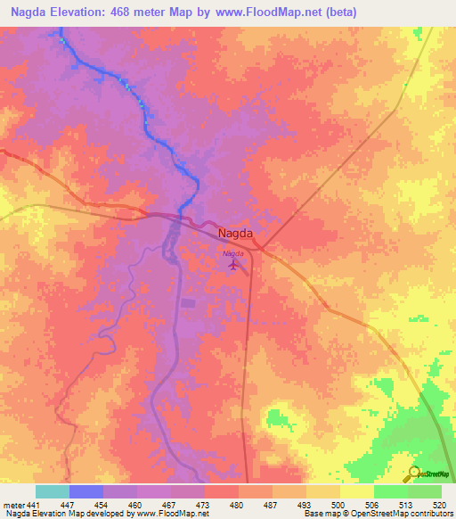 Elevation of Nagda,India Elevation Map, Topography, Contour