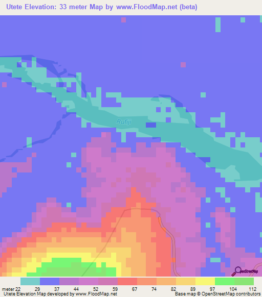 Elevation of Utete,Tanzania Elevation Map, Topography, Contour