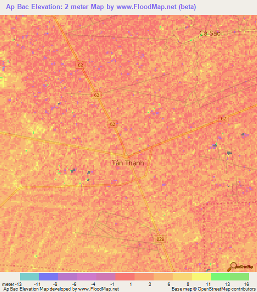 Elevation of Ap Bac,Vietnam Elevation Map, Topography, Contour