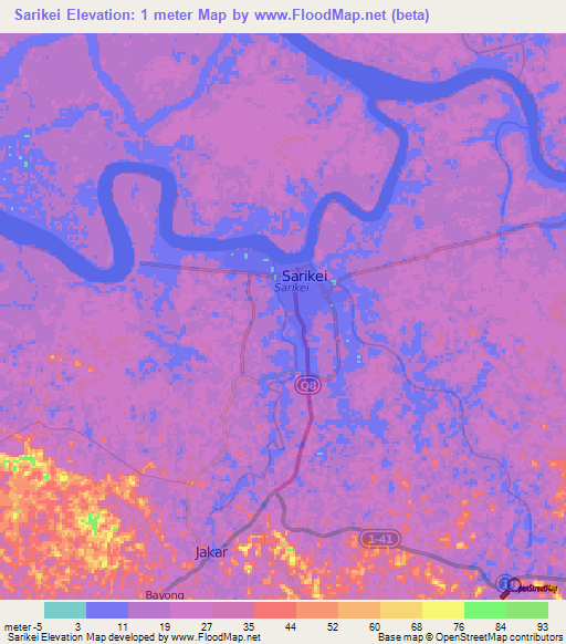 Elevation of Sarikei,Malaysia Elevation Map, Topography, Contour