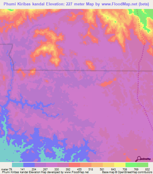Elevation of Phumi Kiribas kandal,Cambodia Elevation Map, Topography ...