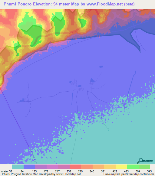 Elevation of Phumi Pongro,Cambodia Elevation Map, Topography, Contour