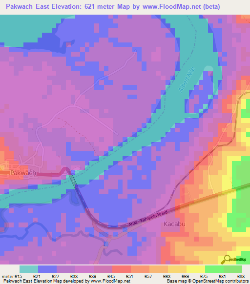 Elevation of Pakwach East,Uganda Elevation Map, Topography, Contour