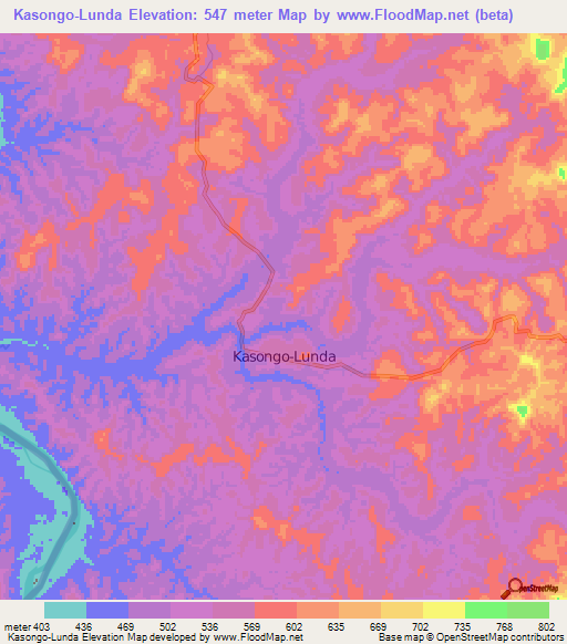 Elevation of Kasongo-Lunda,Congo (Kinshasa) Elevation Map, Topography ...