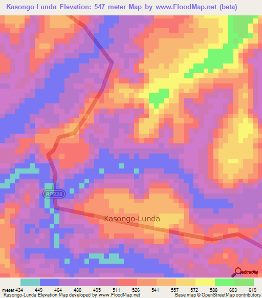 Elevation of Kasongo-Lunda,Congo (Kinshasa) Elevation Map, Topography, Contour