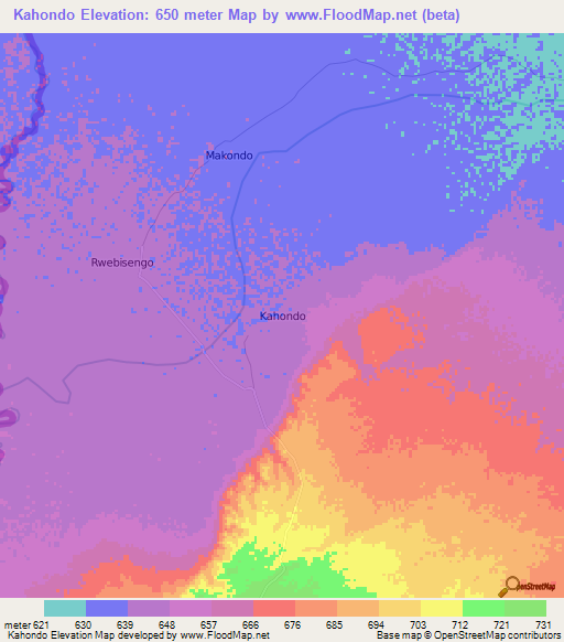 Elevation of Kahondo,Uganda Elevation Map, Topography, Contour