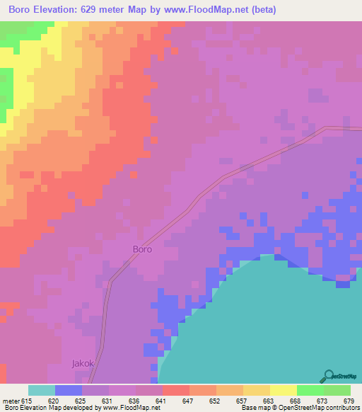 Elevation of Boro,Uganda Elevation Map, Topography, Contour