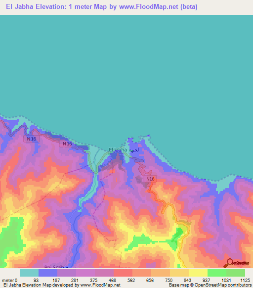 Elevation of El Jabha,Morocco Elevation Map, Topography, Contour