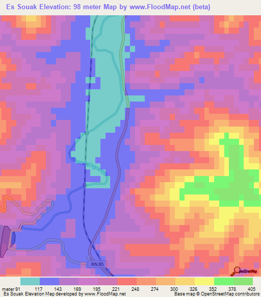 Elevation of Es Souak,Algeria Elevation Map, Topography, Contour