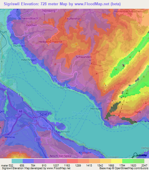 Elevation of Sigriswil,Switzerland Elevation Map, Topography, Contour