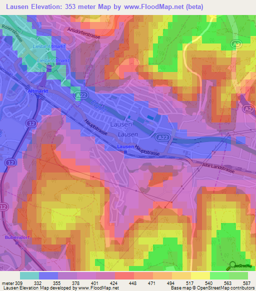 Elevation of Lausen,Switzerland Elevation Map, Topography, Contour