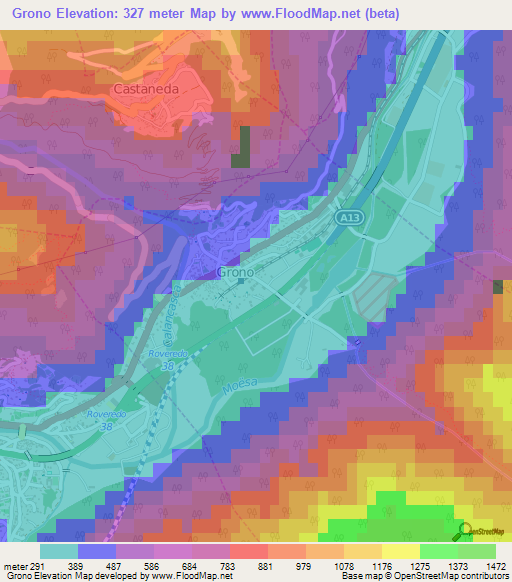 Elevation of Grono,Switzerland Elevation Map, Topography, Contour
