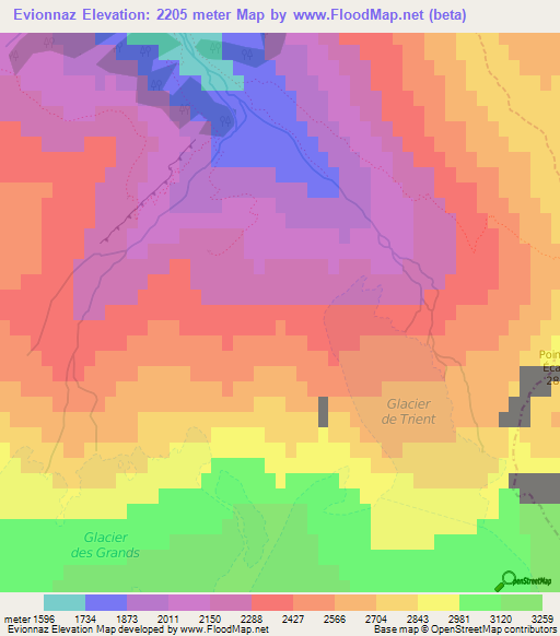 Elevation of Evionnaz,Switzerland Elevation Map, Topography, Contour