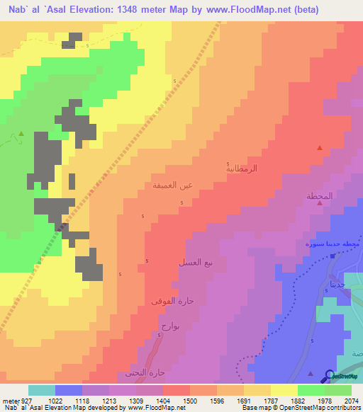 Elevation of Nab` al `Asal,Lebanon Elevation Map, Topography, Contour