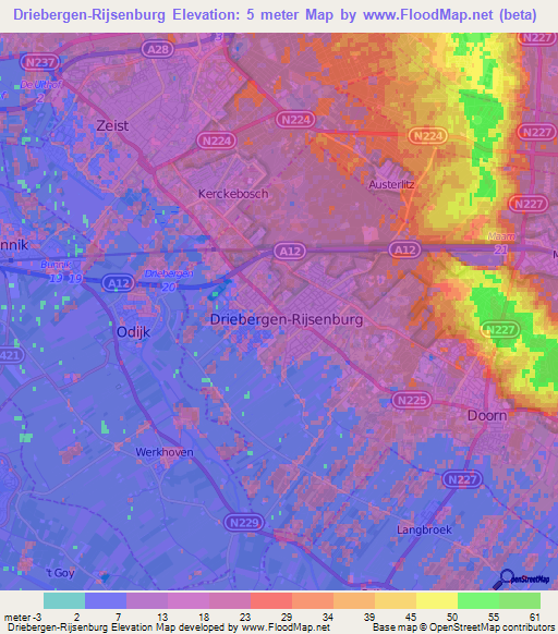 Elevation of Driebergen-Rijsenburg,Netherlands Elevation Map ...