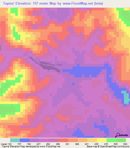 Elevation of Tayma',Oman Elevation Map, Topography, Contour