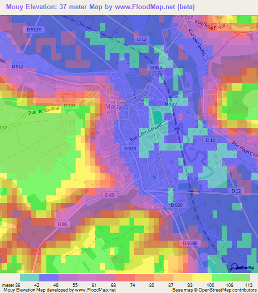 Elevation of Mouy,France Elevation Map, Topography, Contour