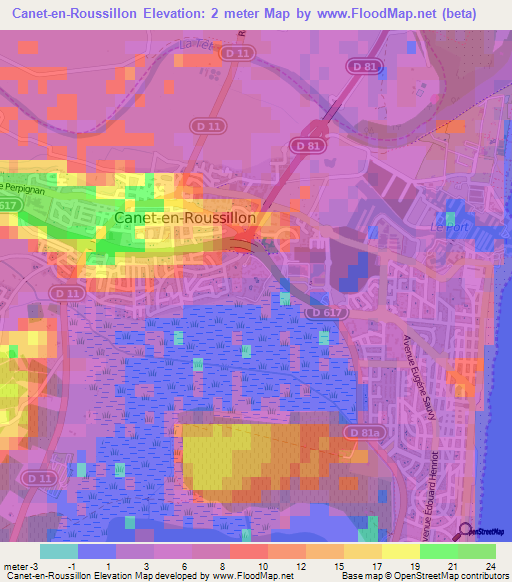 Elevation of Canet-en-Roussillon,France Elevation Map, Topography, Contour