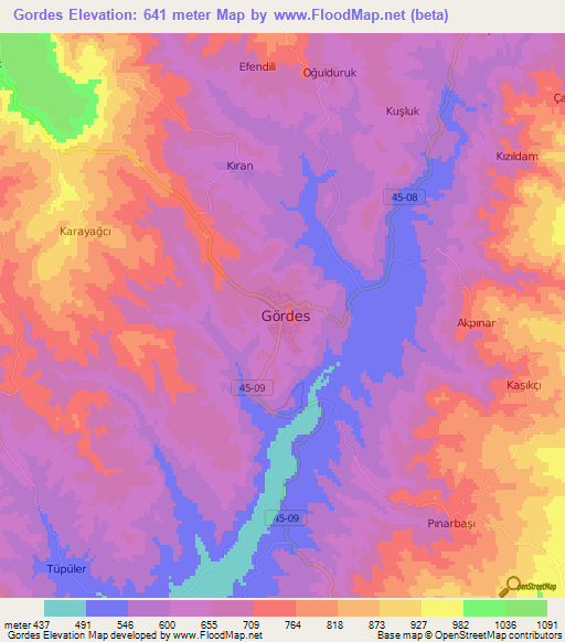 Elevation of Gordes,Turkey Elevation Map, Topography, Contour