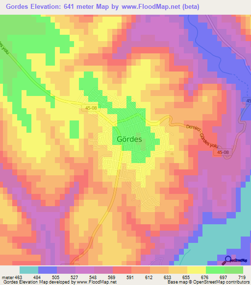 Elevation of Gordes,Turkey Elevation Map, Topography, Contour