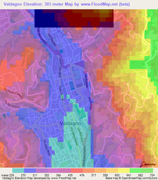 Elevation of Valdagno,Italy Elevation Map, Topography, Contour