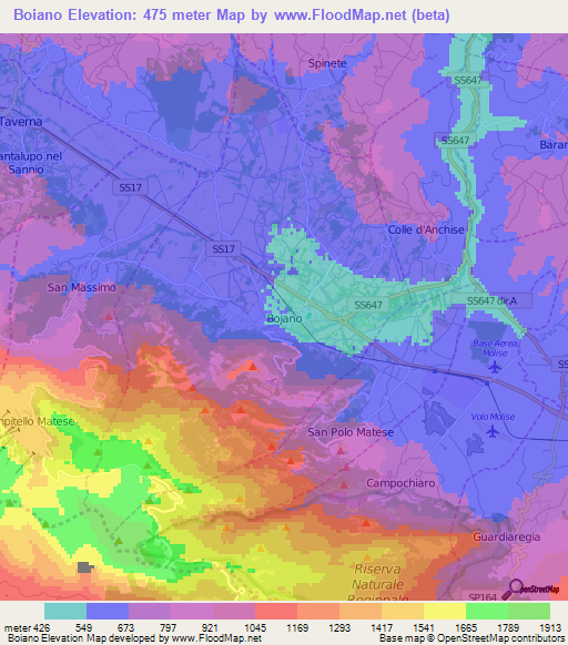 Elevation of Boiano,Italy Elevation Map, Topography, Contour