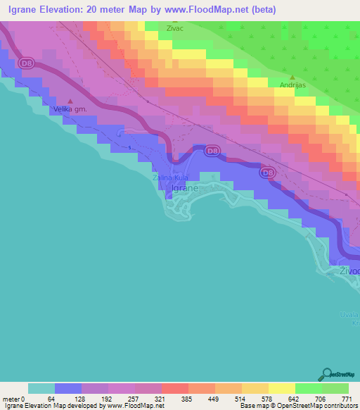Elevation of Igrane,Croatia Elevation Map, Topography, Contour