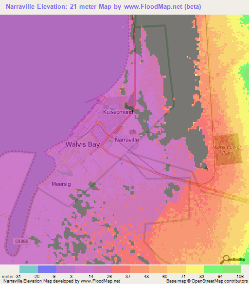 Elevation of Narraville,Namibia Elevation Map, Topography, Contour