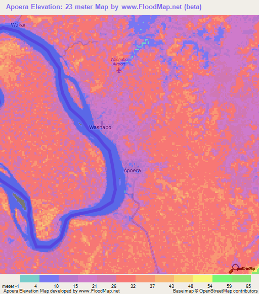 Elevation of Apoera,Suriname Elevation Map, Topography, Contour