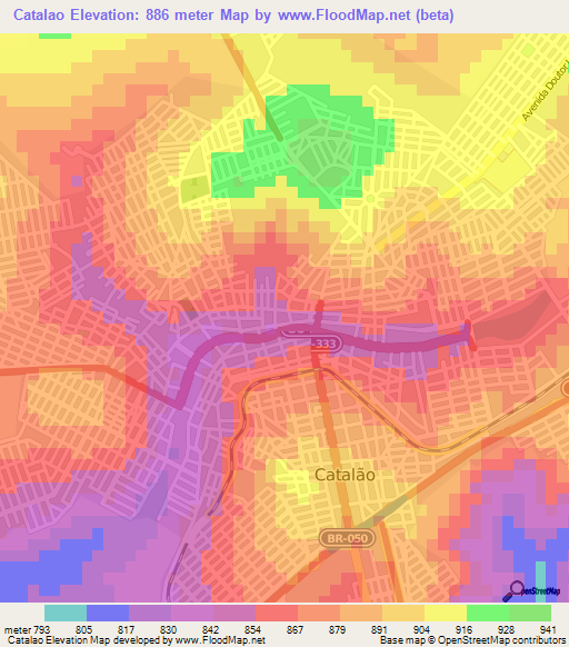 Elevation of Catalao,Brazil Elevation Map, Topography, Contour