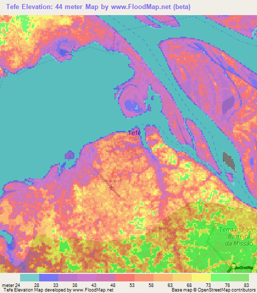 Elevation of Tefe,Brazil Elevation Map, Topography, Contour